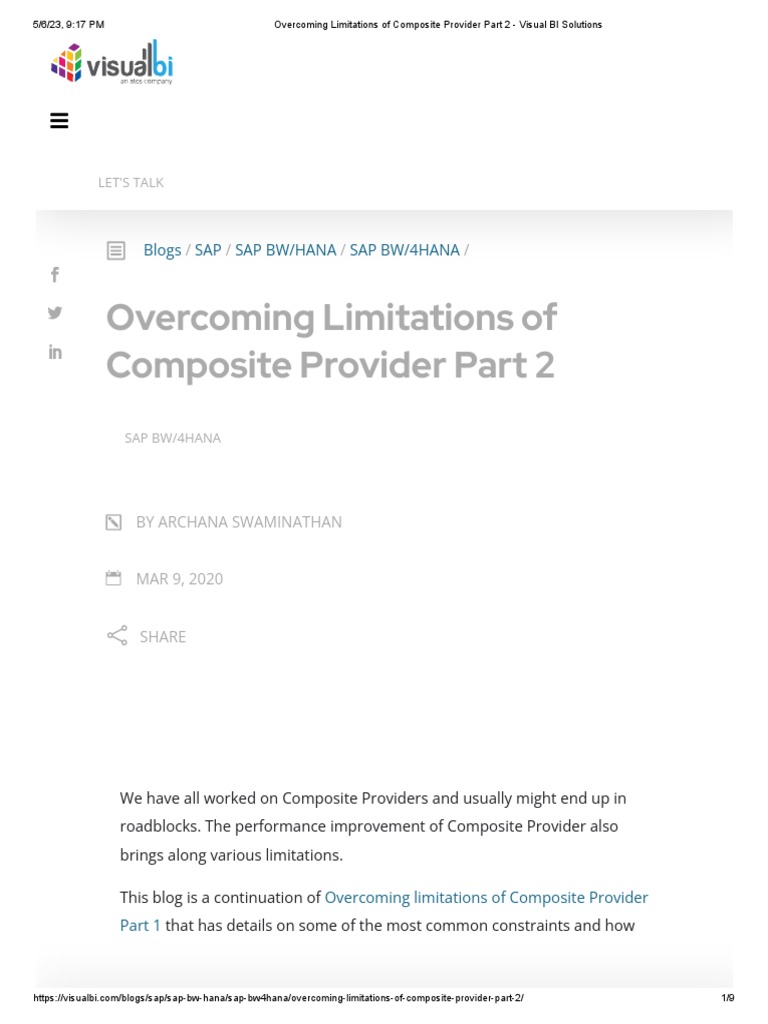 Overcoming Limitations of Composite Provider Part 2 - Visual BI Solutions | PDF | Information ...