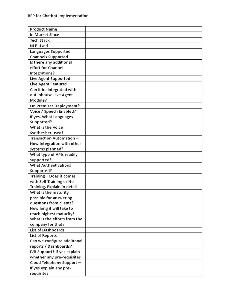 Chatbot-Implementation-RFP | PDF