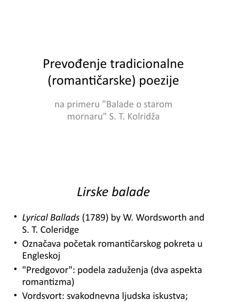 Prevođenje Tradicionalne (Romantičarske) Poezije | PDF