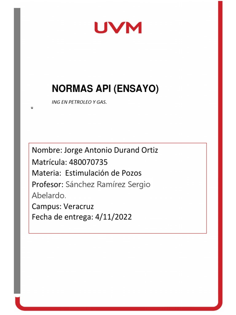 Ensayo Normas - Api - Ep - Jado PDF | PDF