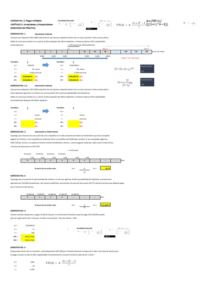 Ejercicios Unidad 02.02 Anualidades y Perpetuidades SIN RESOLVER | PDF