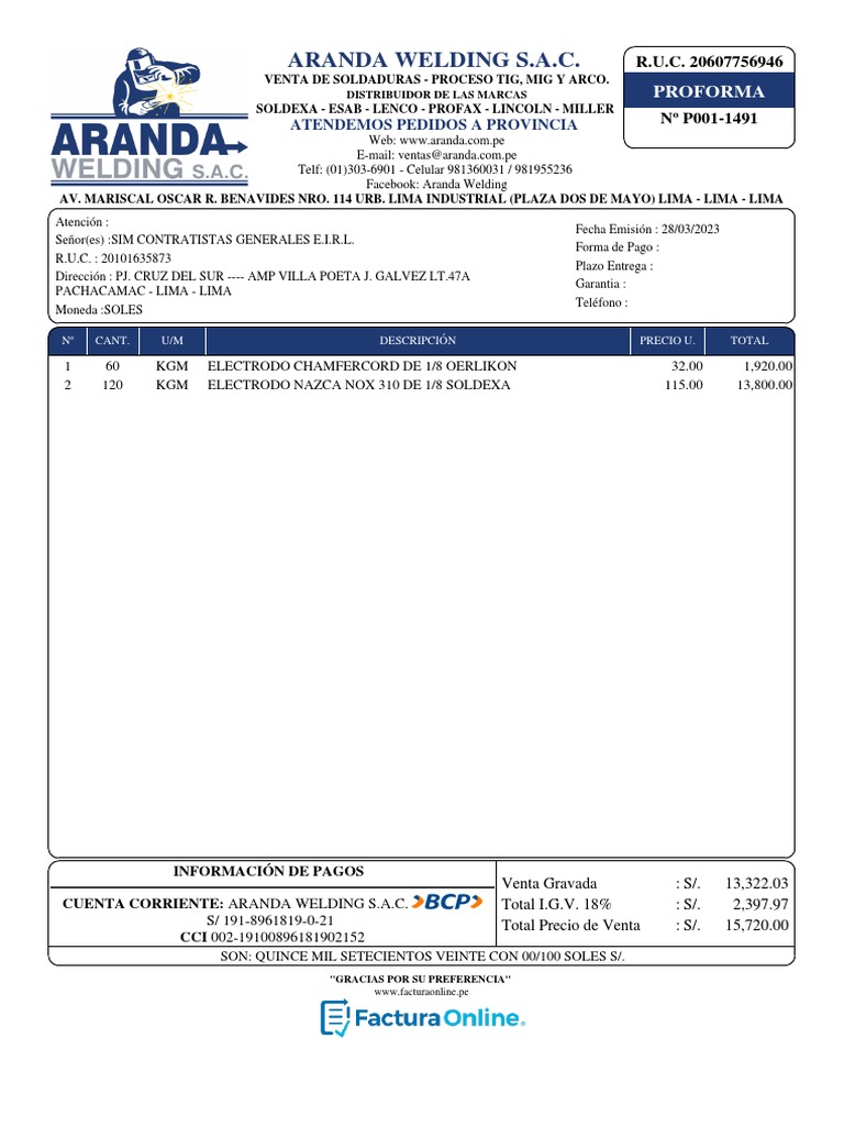 PROFORMA P001-1491 (2) | PDF