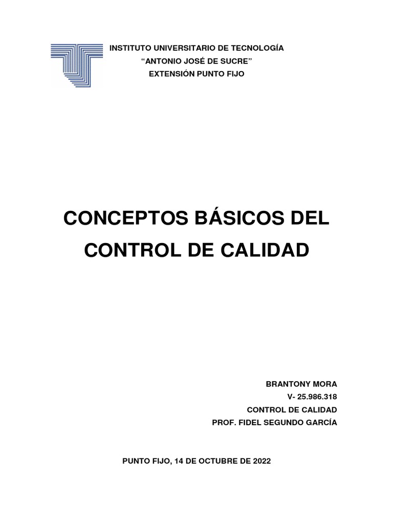 Conceptos Básicos del Control de Calidad | PDF