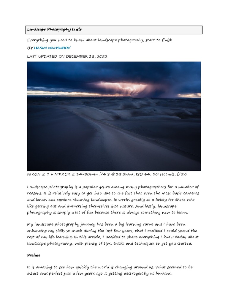 Landscape Photography Guide | PDF | Technology & Engineering
