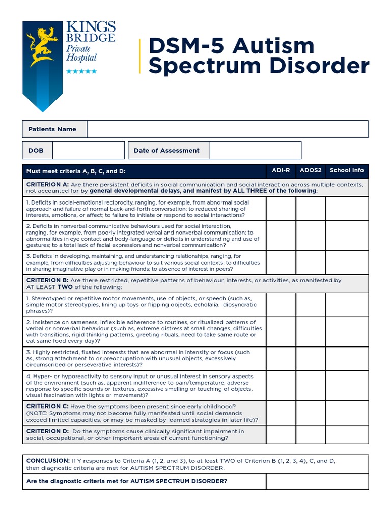 DSM5 Checklist PDF | PDF