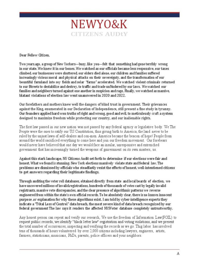 Intro To NY Citizens Audit BOE Responses Déverrouillé | PDF ...