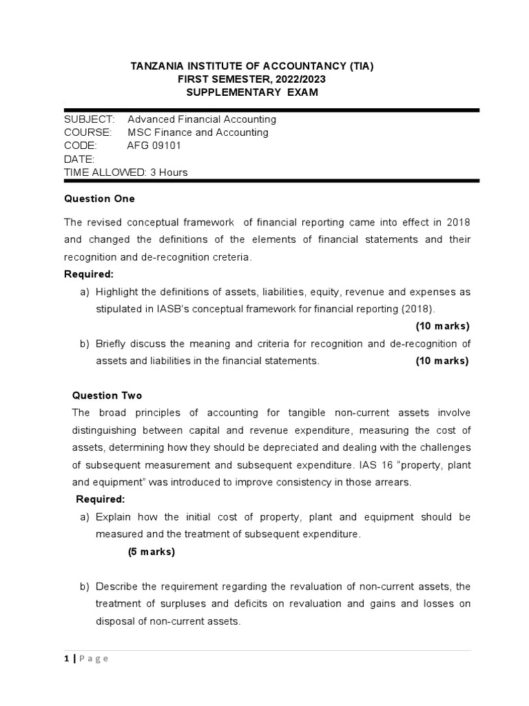 TIA FINANCIAL ACCOUNTING EXAM | PDF