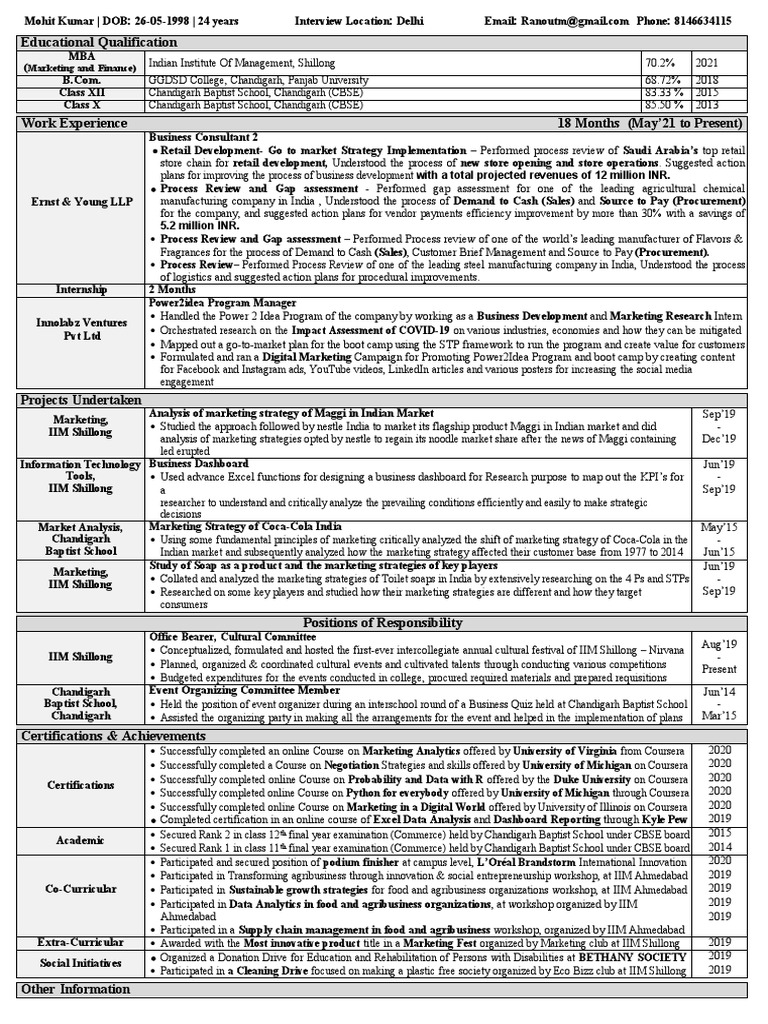 CV Mohit Kumar V1 | PDF