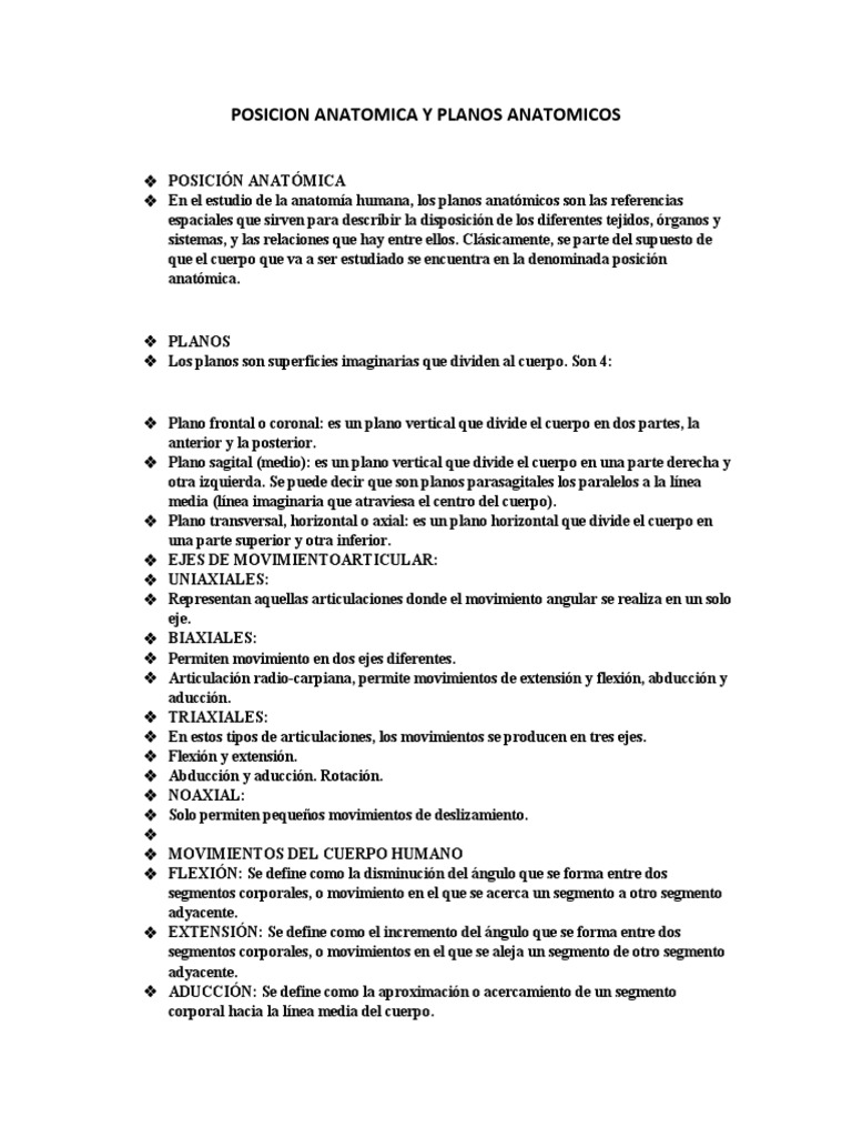Posicion Anatomica | PDF | Ciencia y matemática
