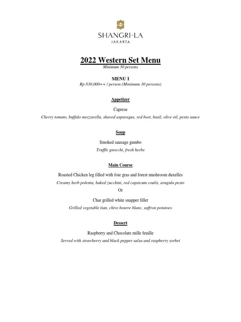 Western Set Menus | PDF
