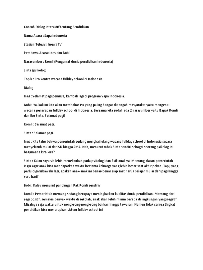 Contoh Dialog Interaktif | PDF