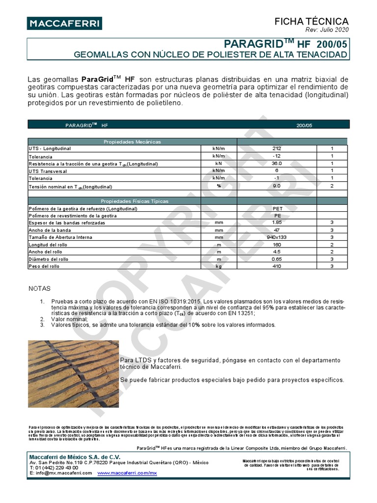 TDS-PARAGRID HF 200-05 - Rev01 Spa PDF | PDF