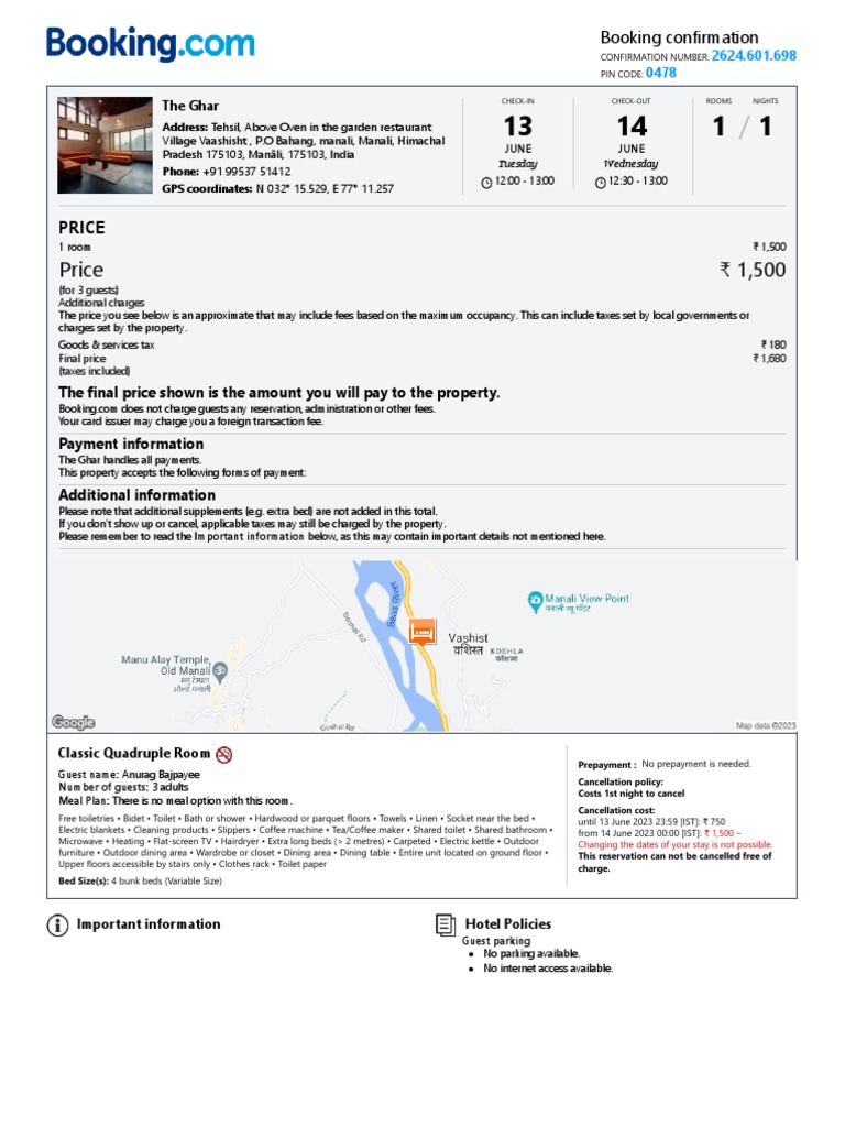 Booking.com_ Confirmation.pdf | PDF