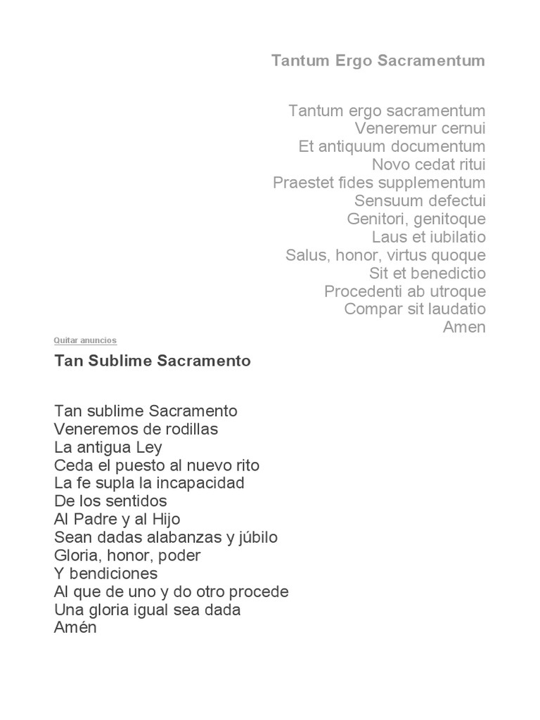 Tantum Ergo Sacramentum | PDF