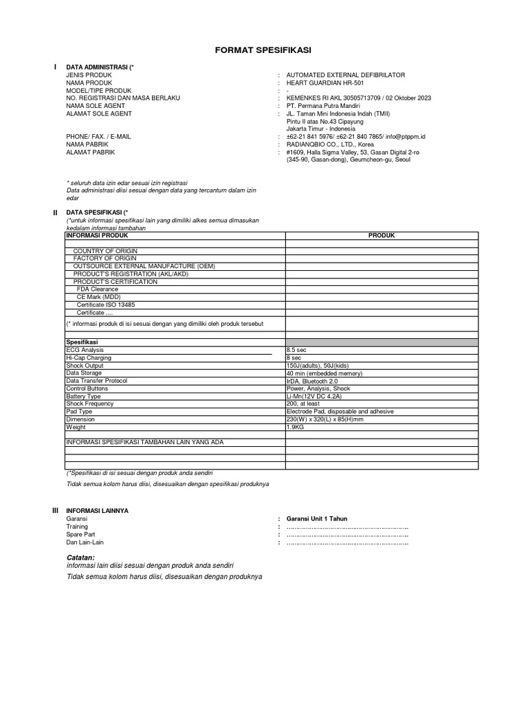 Heart Guardian HR-501: AED Terbaik | PDF