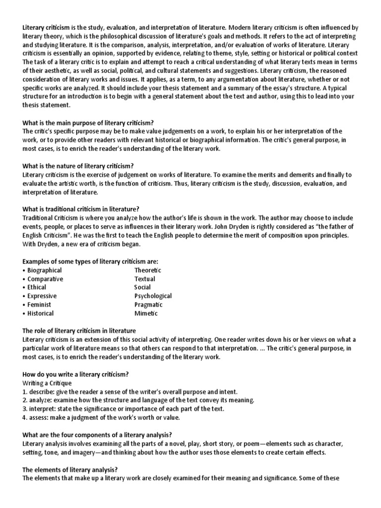 Understanding Literary Criticism | PDF