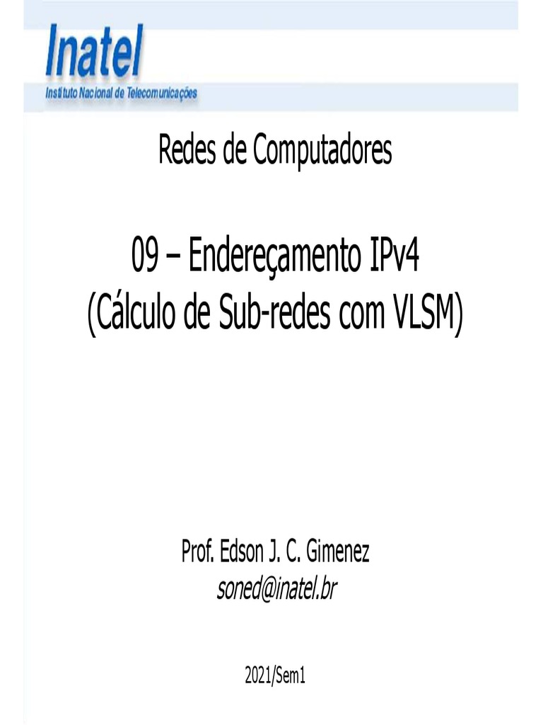 09 IPv4 VLSM PDF | PDF | Métodos e Materiais de Ensino | Tecnologia e ...