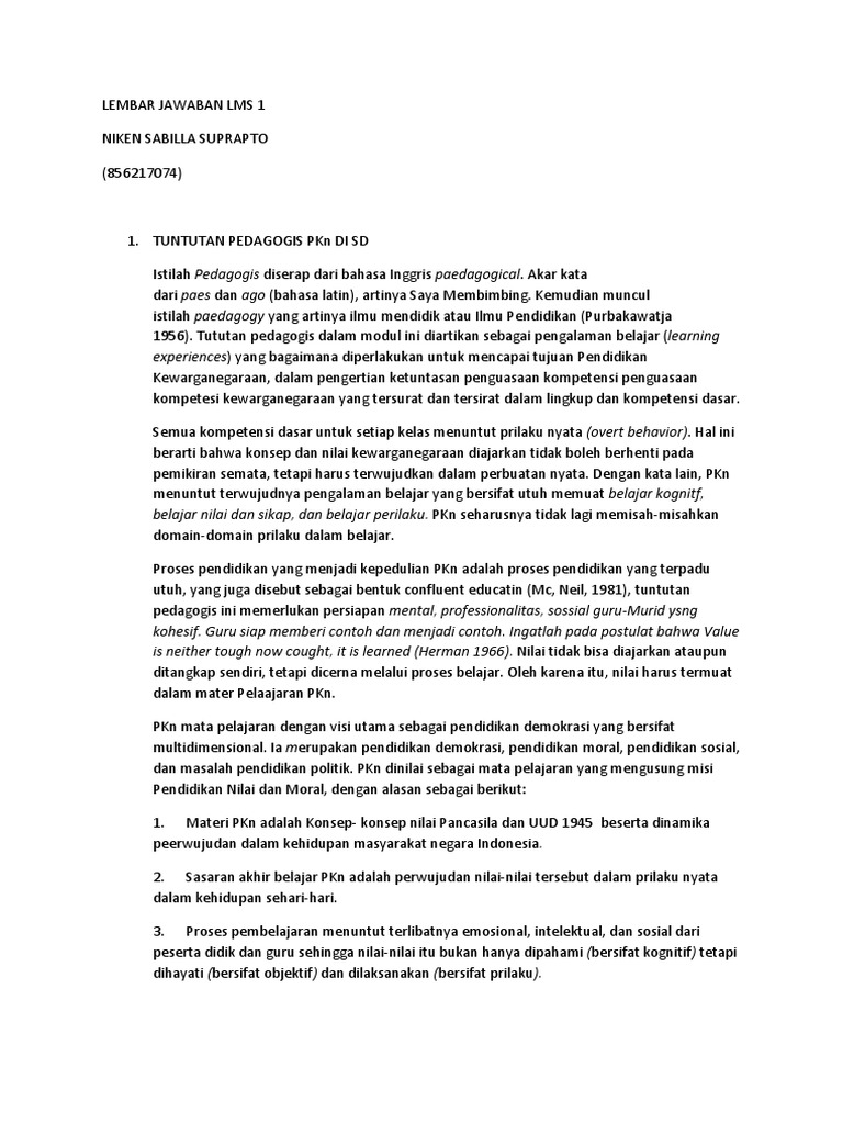 Lembar Jawaban LMS 1 PDF | PDF