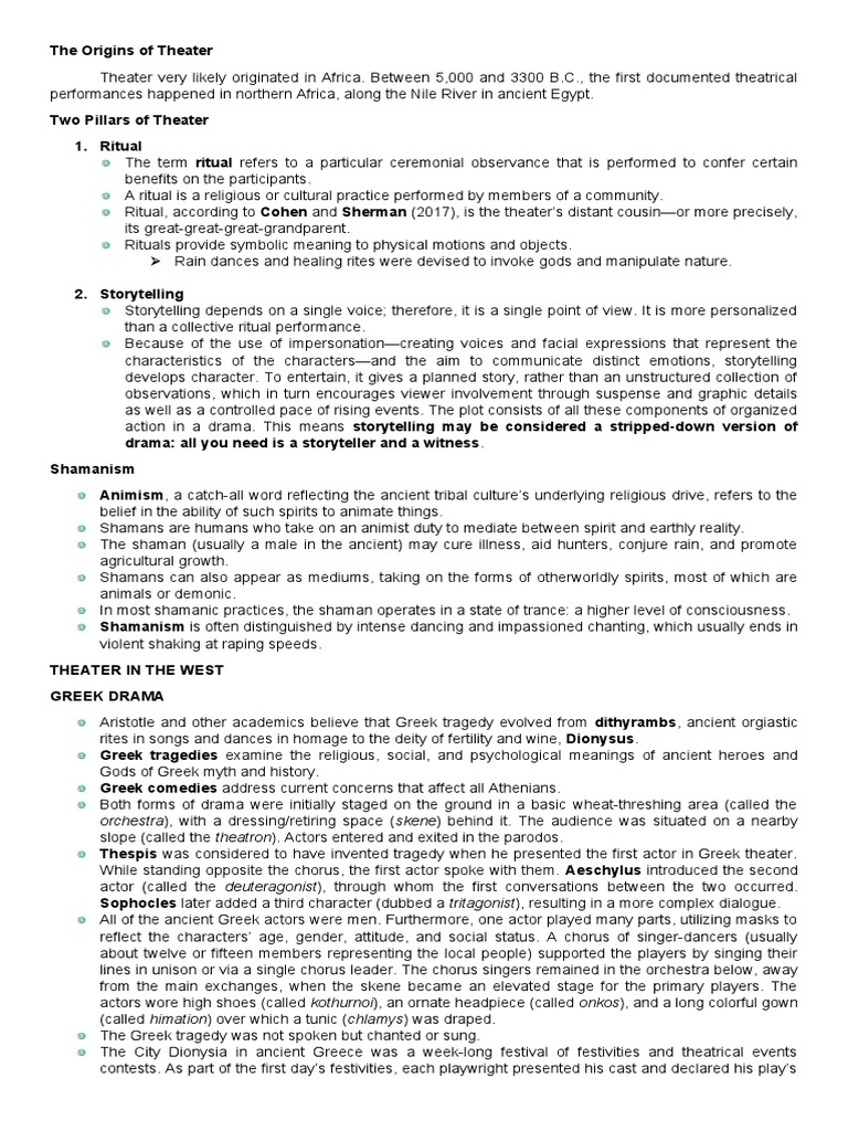 The Origins and Development of Theater: From Ancient Rituals and ...