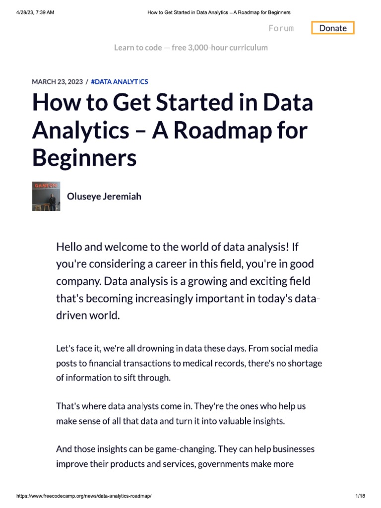 RoadMap Data Analytics For Beginners | PDF