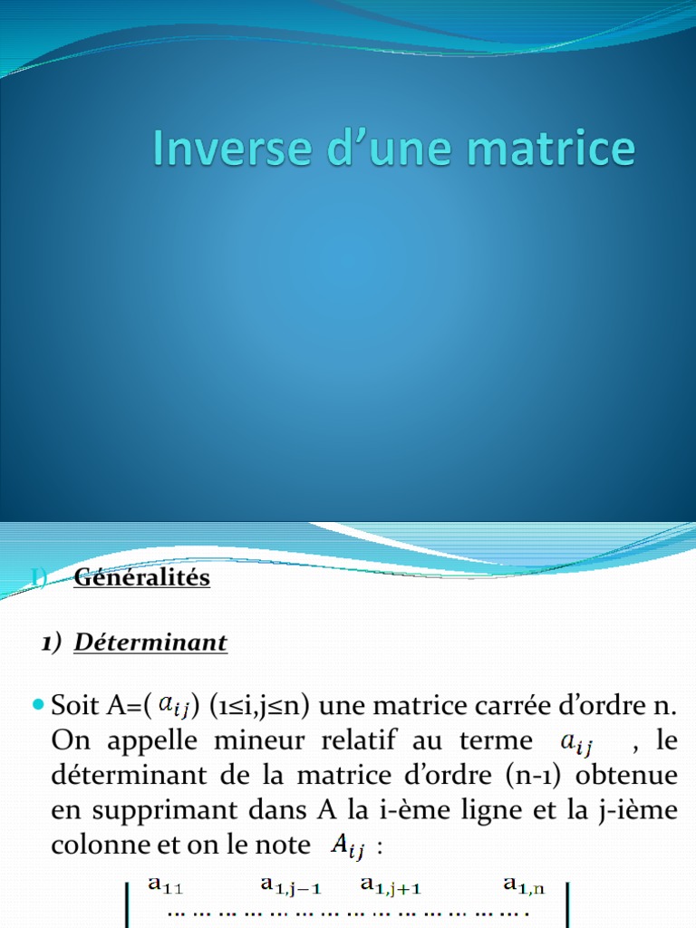 Inversion et déterminants de matrices | PDF | Matrice (Mathématiques ...