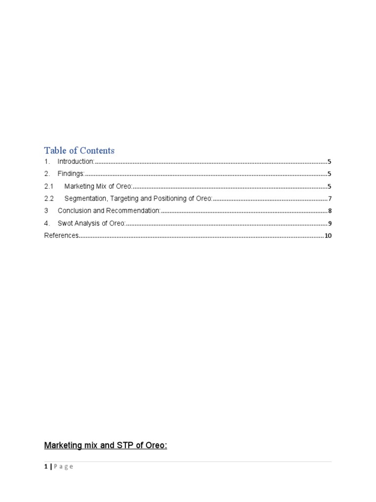 Marketing mix. STP and swot analysis of Oreo.docx | PDF