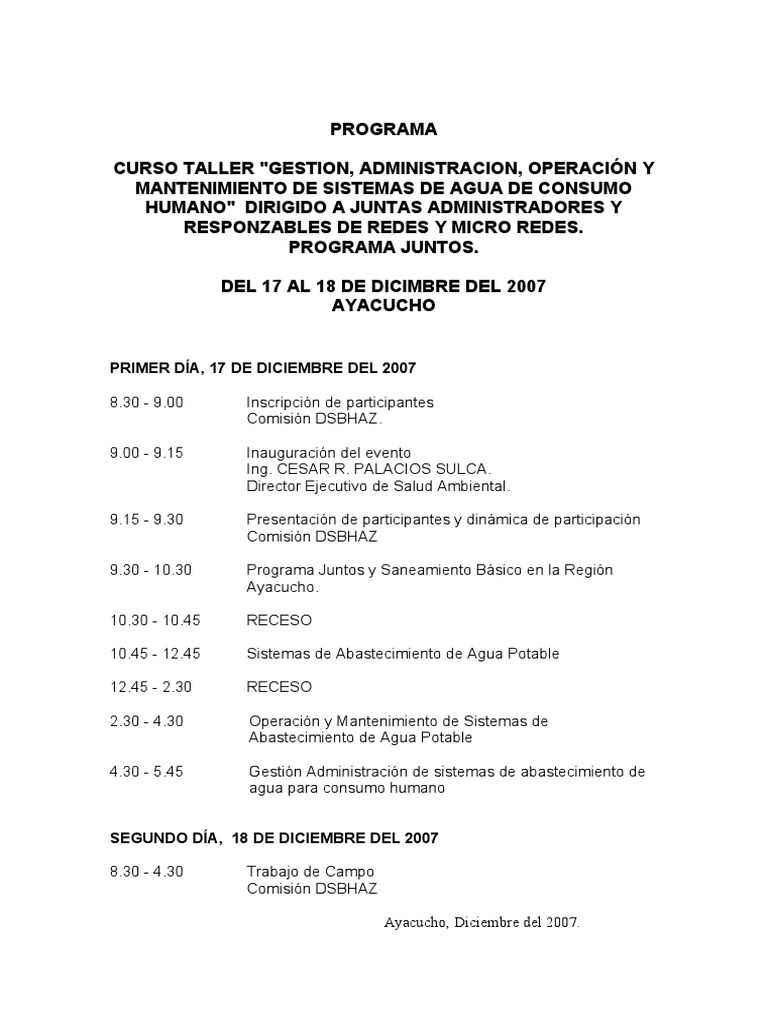 Programa Curso Juntos Jass | PDF