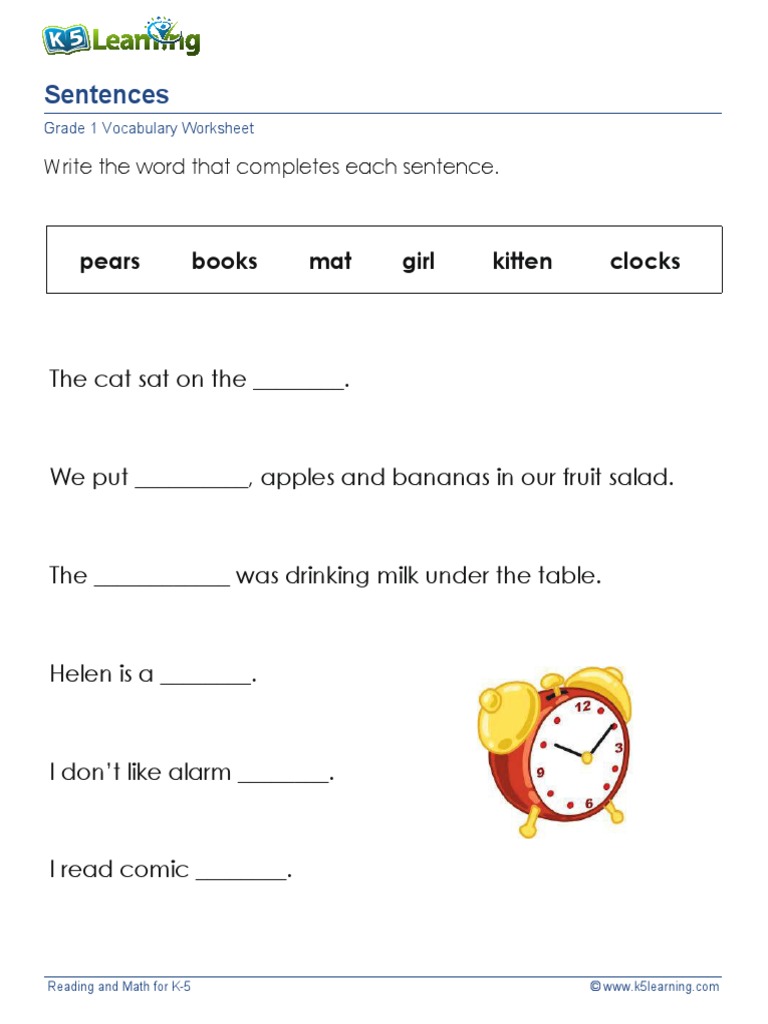 Grade 1 Sentences 4 PDF | PDF