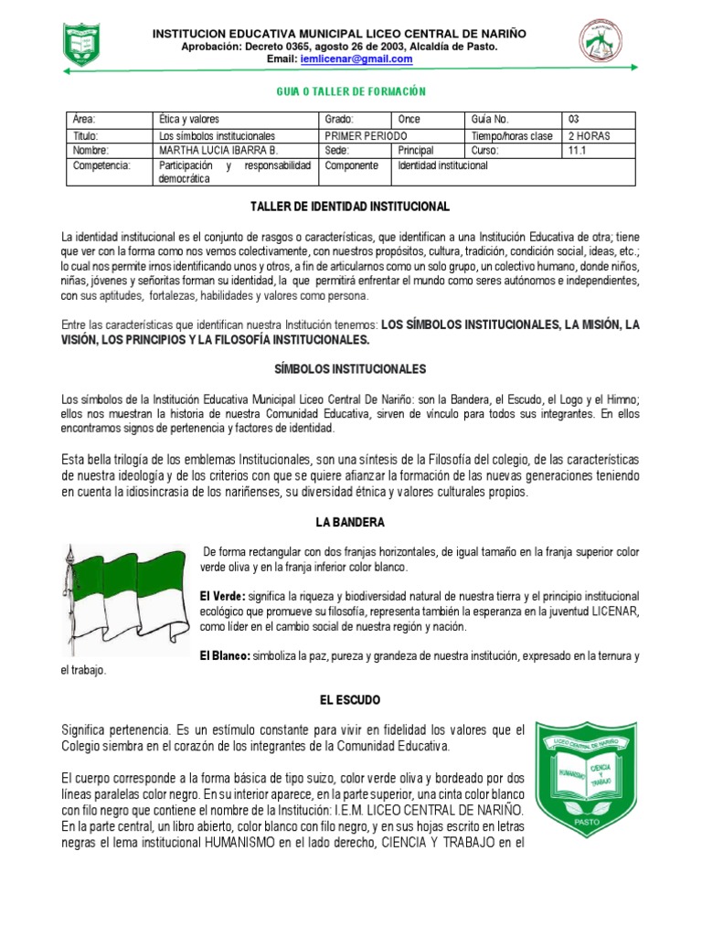 Guia 3 Simbolos Institucionales 1P | PDF