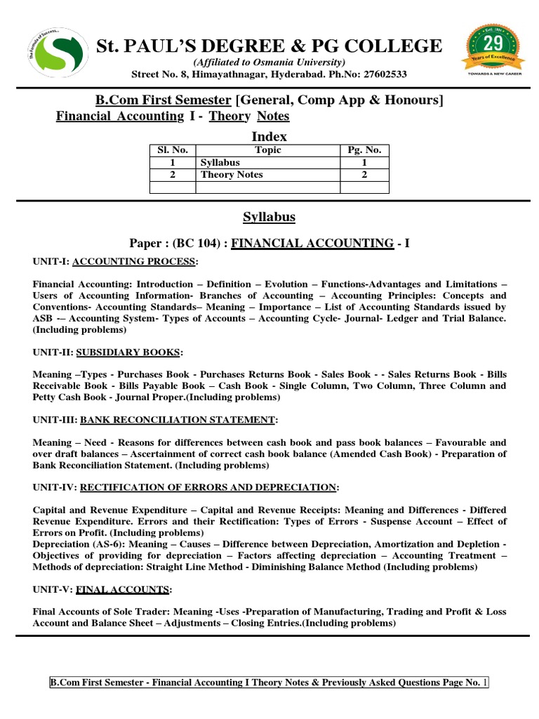 Financial Accounting I Study Material PDF | PDF | Law
