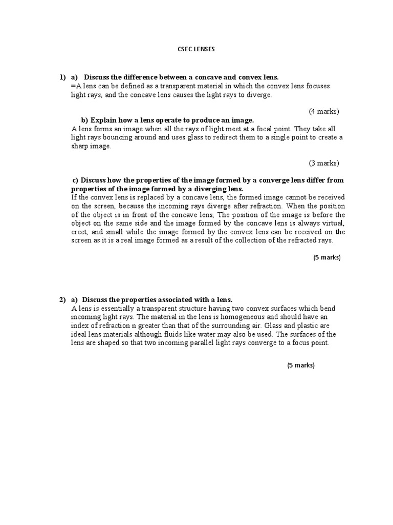 Csec Lenses 22 | Download Free PDF | Optics | Applied And ...