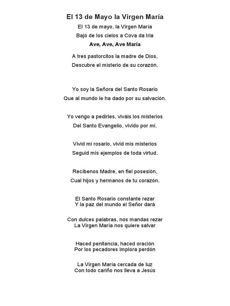 El 13 de Mayo La Virgen María | PDF
