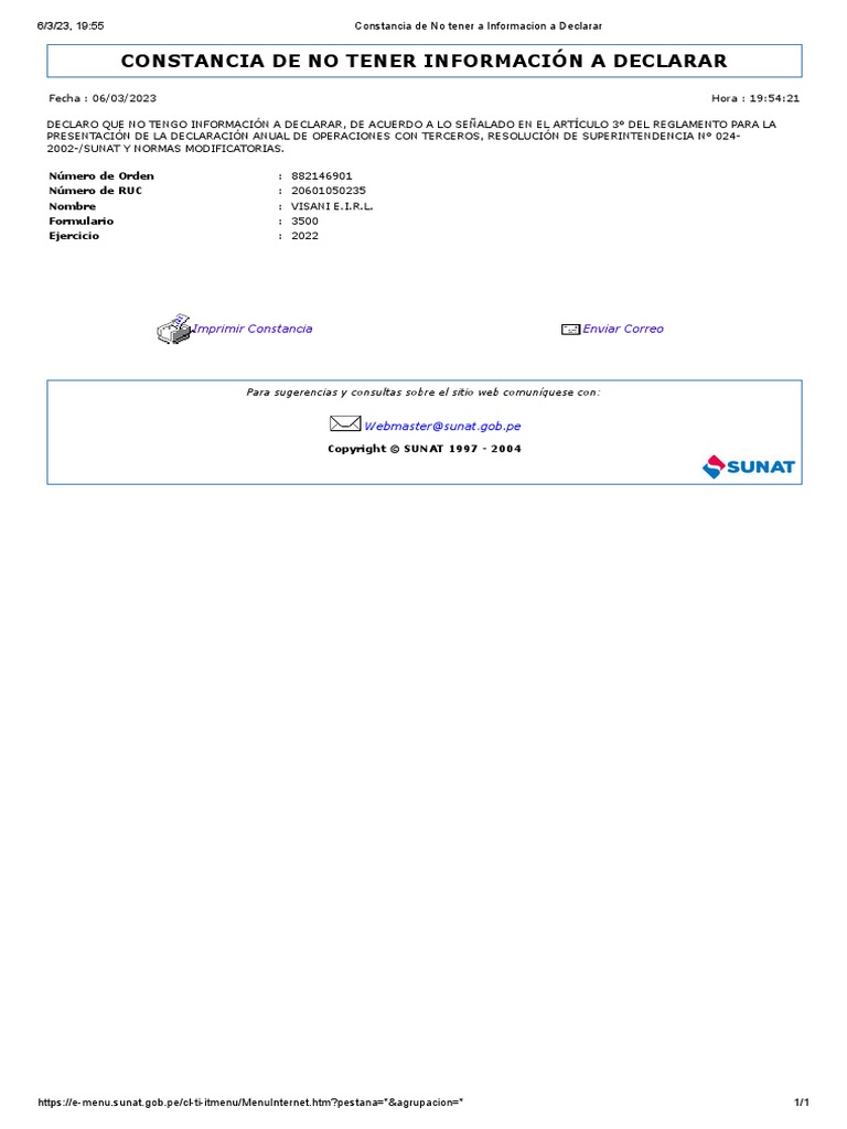 CONSTANCIA DE PRESENTACION DE DAOT 2022pdf PDF | PDF