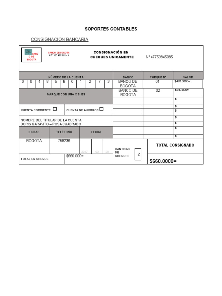 Formatos Soportes Contables 2018 | PDF