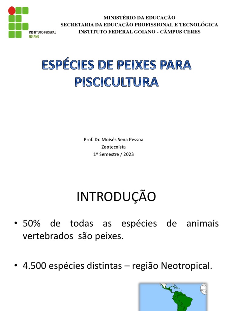 4 Aula ESPÉCIES DE PEIXES PARA PISCICULTURA PDF | PDF | Animais aquáticos | Peixes