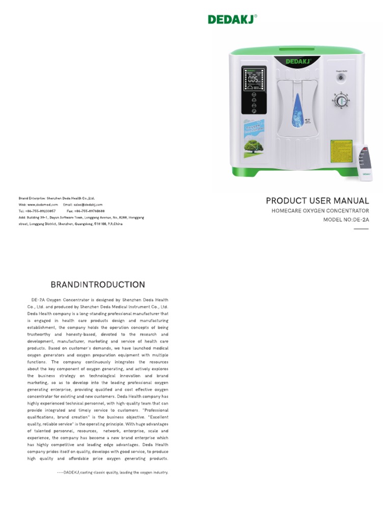 Dedakj de 2a Oxygen Concentrator PDF | PDF