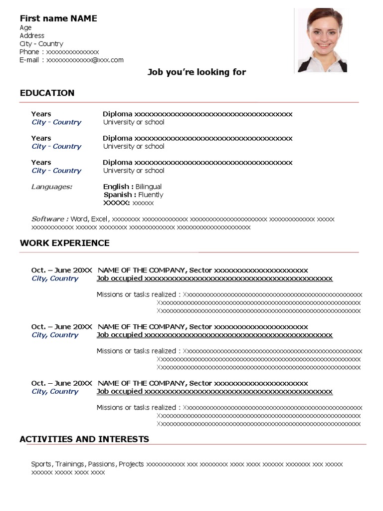 30 CV Template Classic Red English | PDF