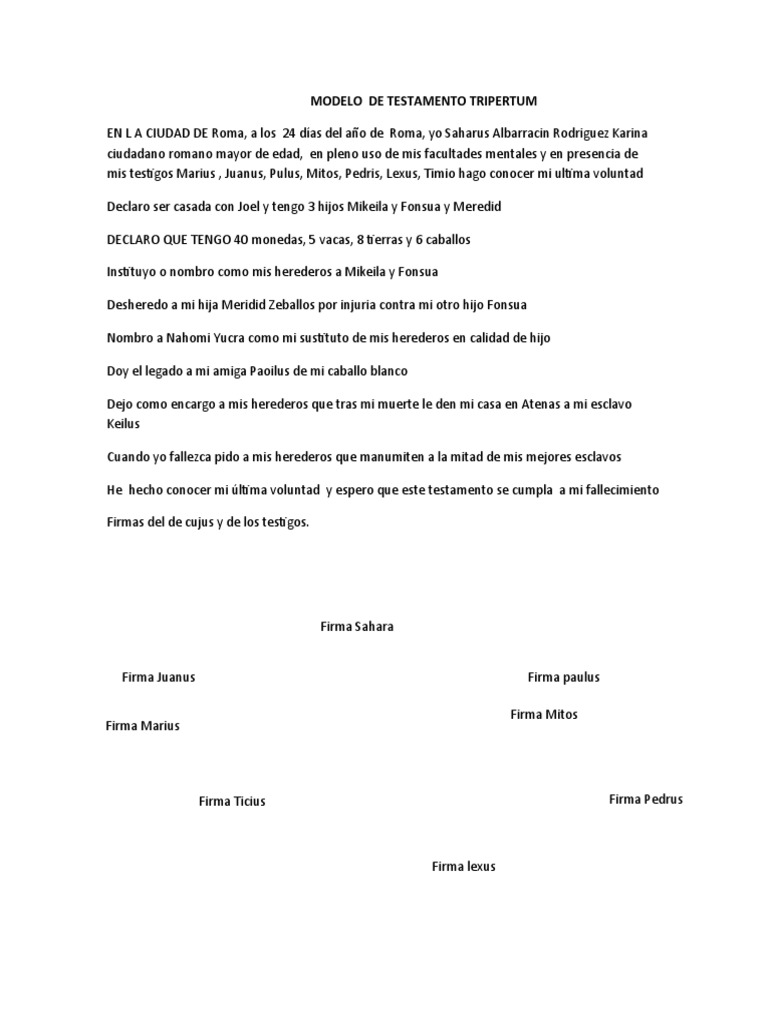 Modelo de Testamento Tripertum | PDF