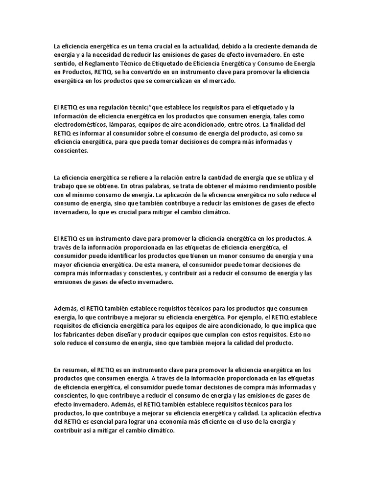 RETIQ: Clave en Eficiencia Energética | PDF | Tecnología