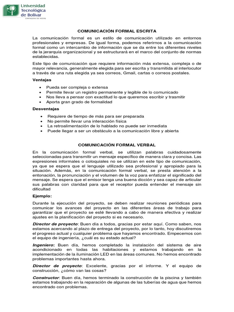 Comunicación Formal: Tipos y Ejemplos | PDF | Crecimiento personal y ...