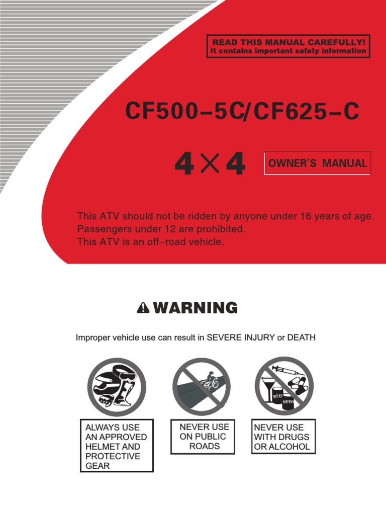 CFMoto CF625-C - CF500-5C Owner's Manual PDF | PDF | Four Wheel Drive ...