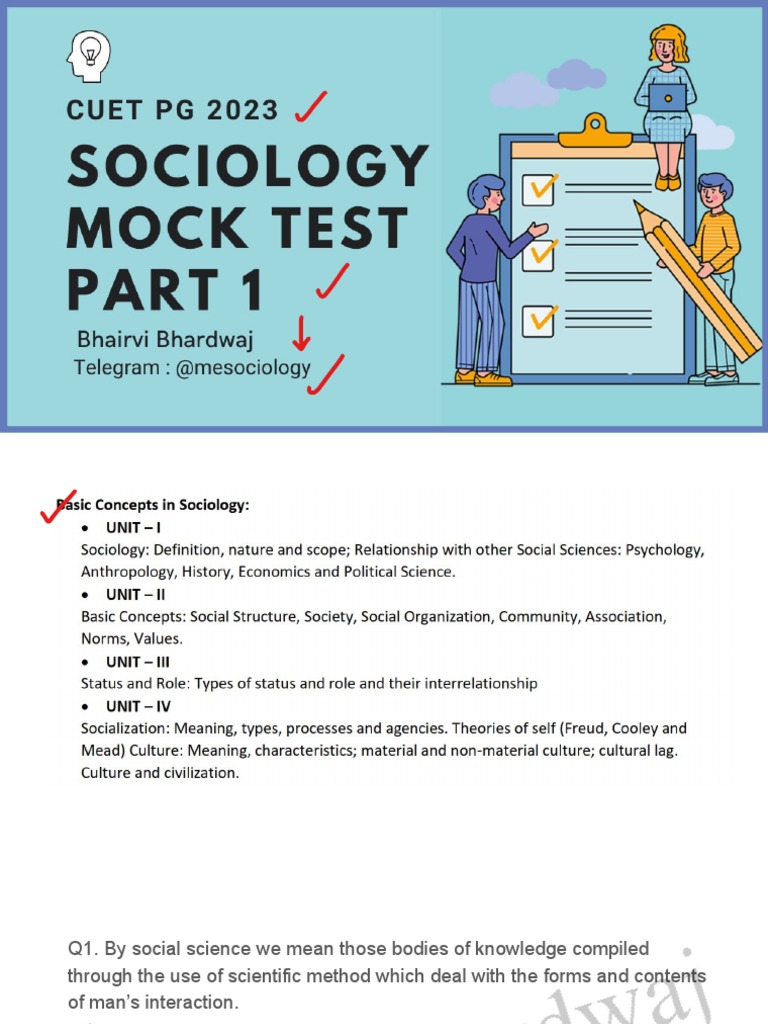 CUET MCQ Sociology Compiled PDF | PDF
