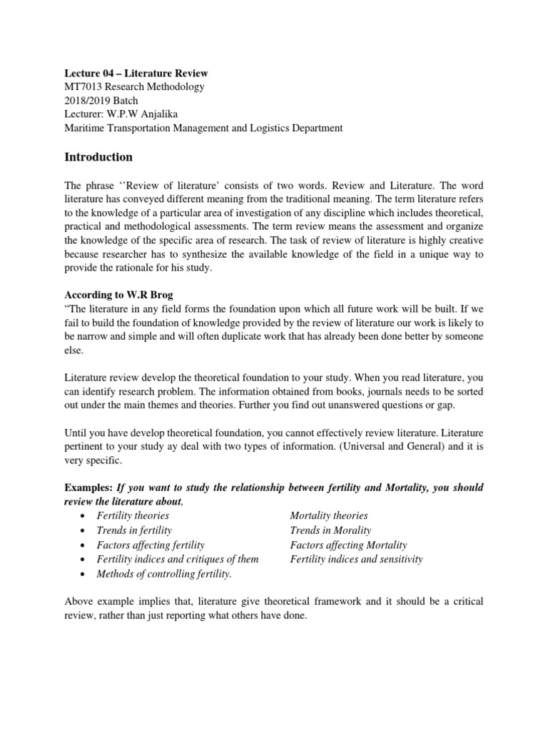 Lesson 04 - Chapter 2 (Literature Review) PDF | PDF Lesson 04 - Chapter 2 (Literature Review) PDF | PDF