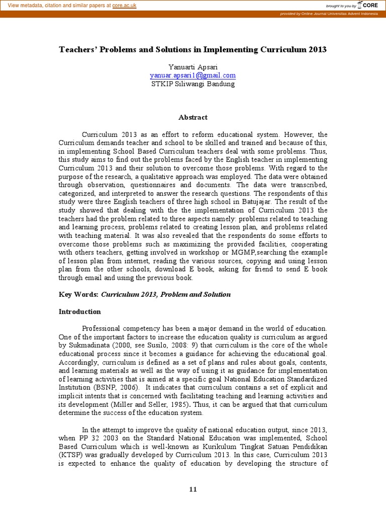 Teachers' Challenges in Curriculum 2013 | PDF | Career & Growth