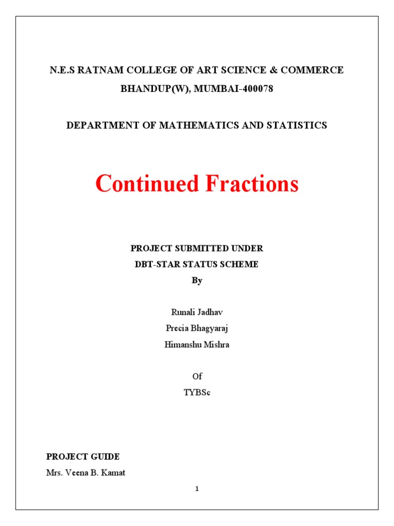 Understanding Continued Fractions | PDF | Rational Number | Numbers