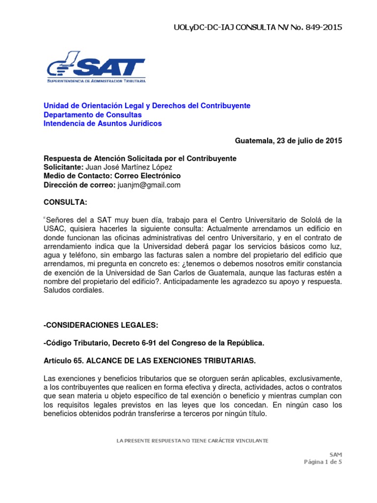 SAT Consulta Sobre Constancias de Exención IVA PDF | PDF