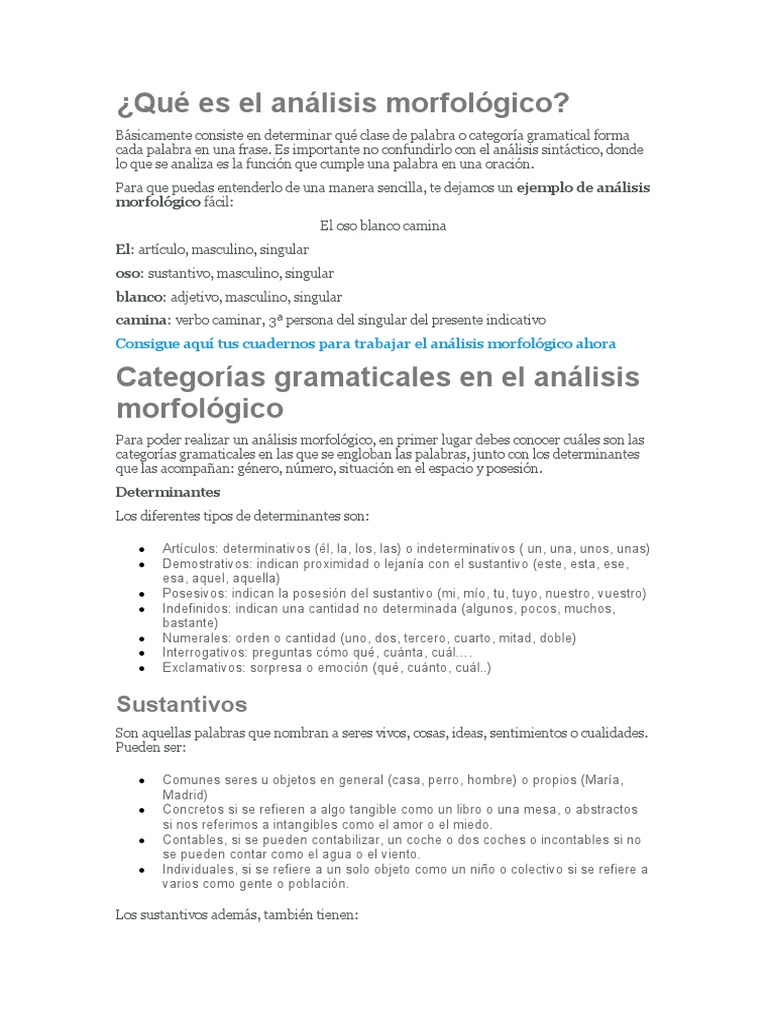 ¿Qué Es El Análisis Morfológico | PDF | Numero Gramatical | Sustantivo