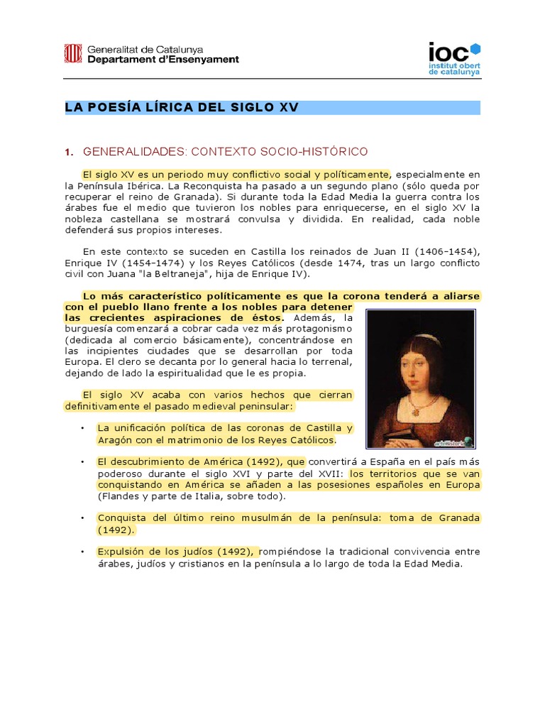 Poesia Siglo XV | PDF | Poesía | Edades medias