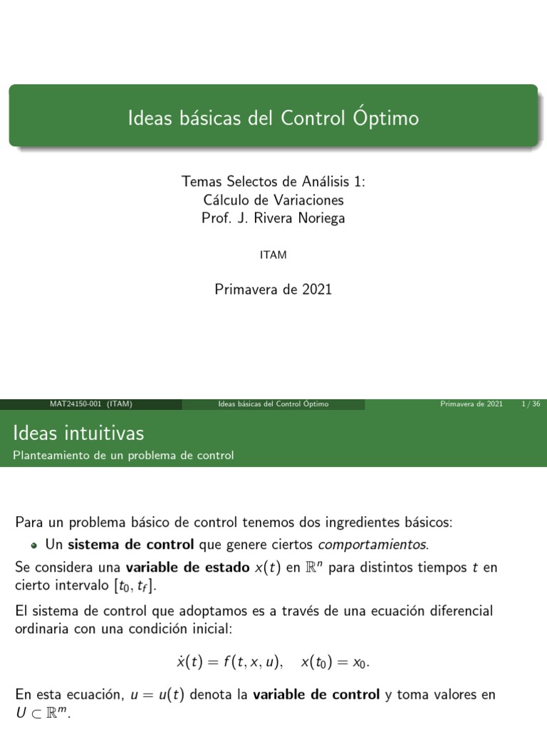 Condiciones necesarias para extremales en problemas de control óptimo ...