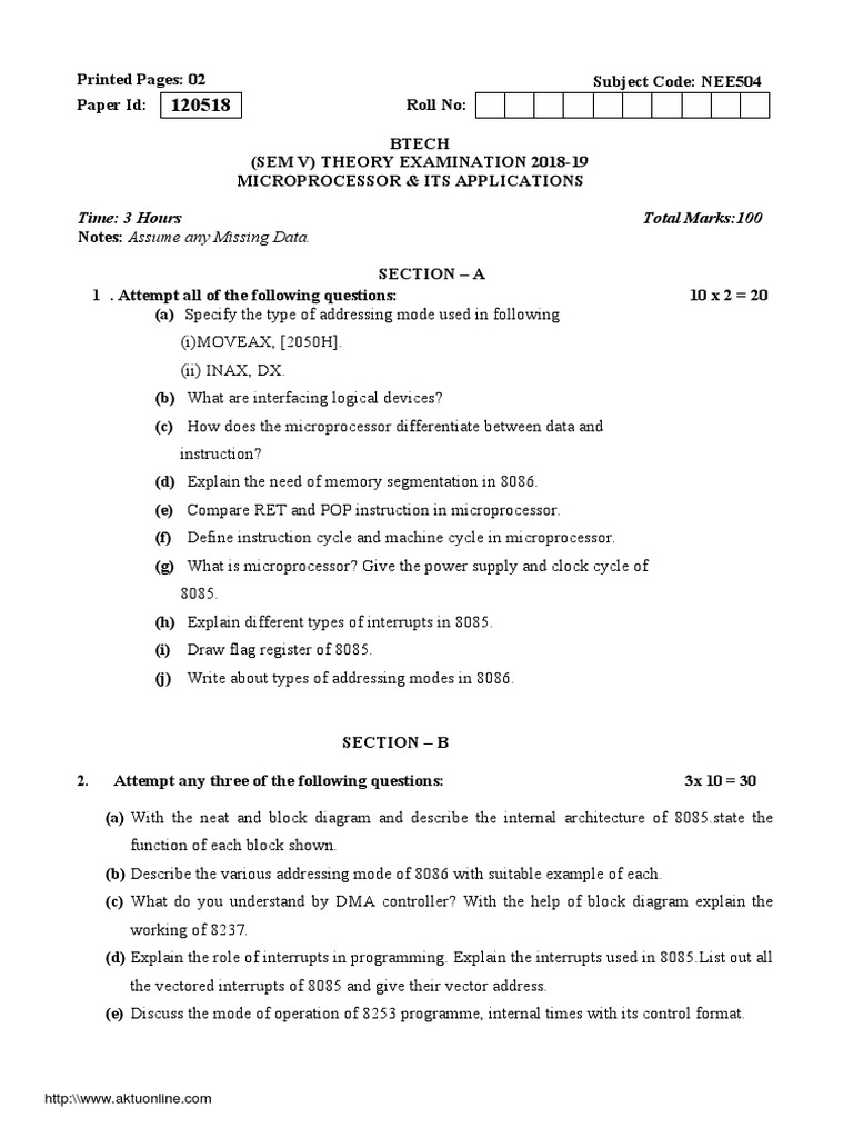 Microprocessor Applications Exam Guide | PDF | Computer Engineering | Computing